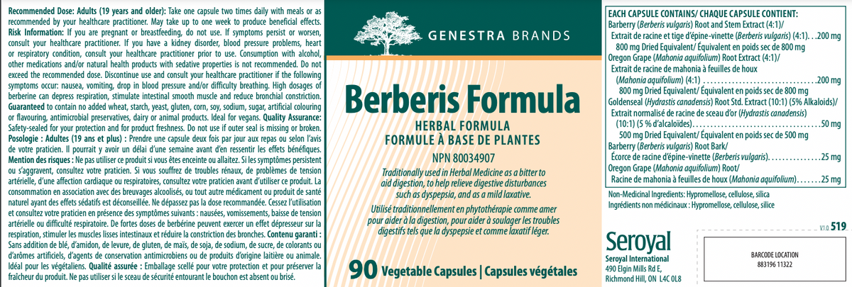 Genestra Berberis Formula – JoyVIVA